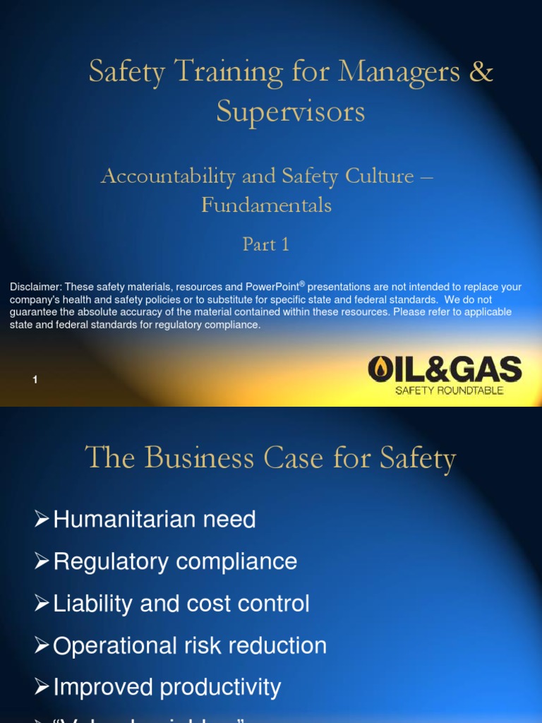 Safety Training For Managers & Supervisors p1 | PDF | Safety ...
