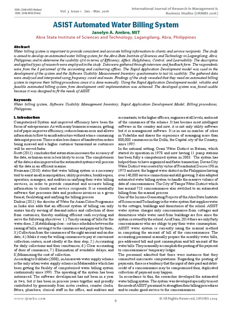 ASIST Automated Water Billing System | PDF | Software Development ...