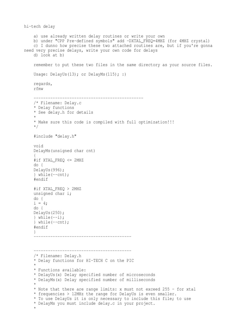 Delay | PDF | C (Programming Language) | Hertz