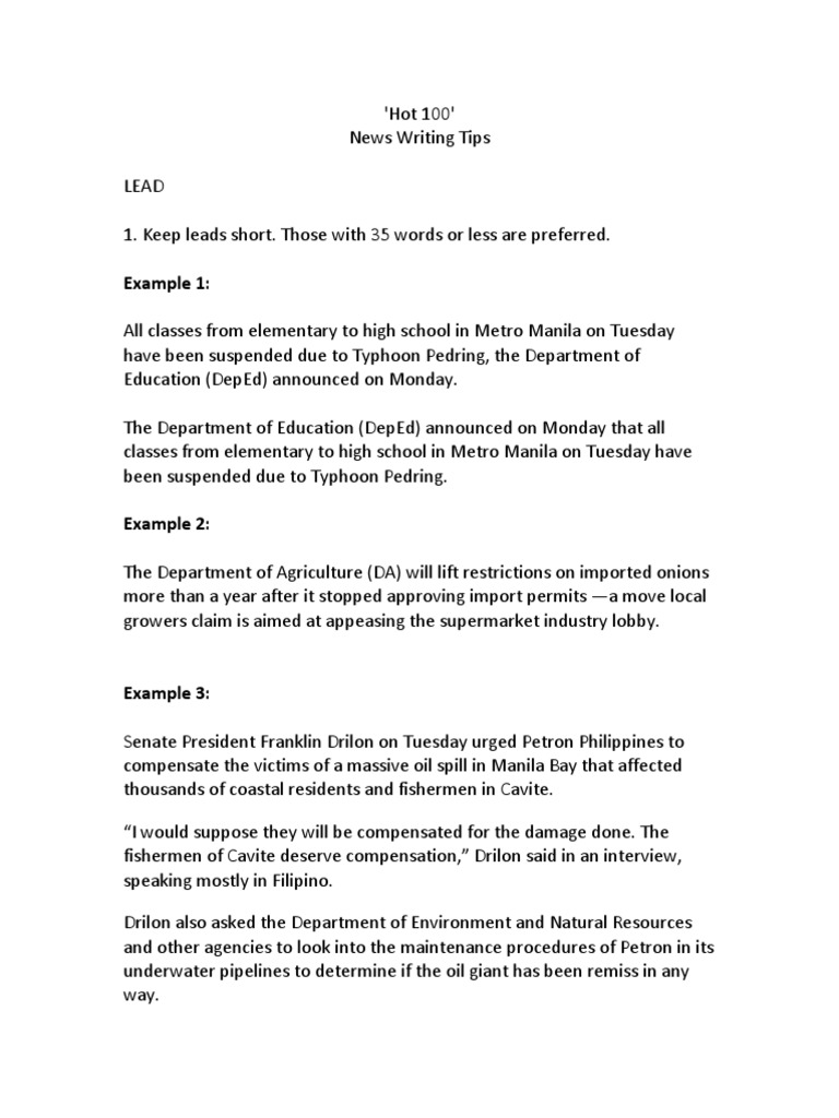 News Writing Tips | PDF | Comma | Verb