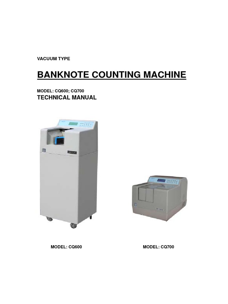 Banknote Counting Machine: Technical Manual | PDF | Screw | Troubleshooting