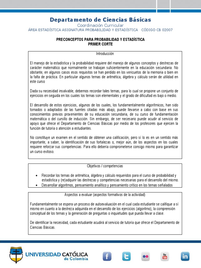 Taller de Preconceptos | PDF | Aritmética | Estadísticas