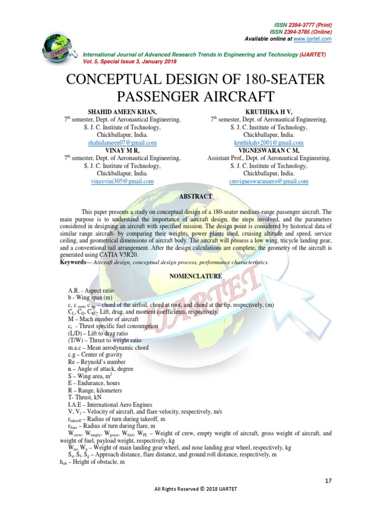 Conceptual Design of 180-Seater Passenger Aircraft | PDF | Drag ...