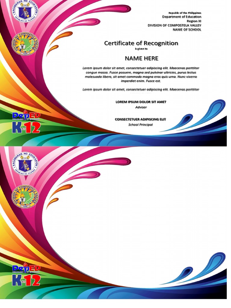 Certificate of Recognition: Name Here | PDF