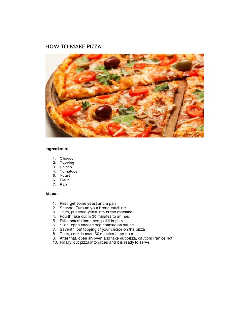 Simple Pizza Making Instructions | PDF | Cooking, Food & Wine