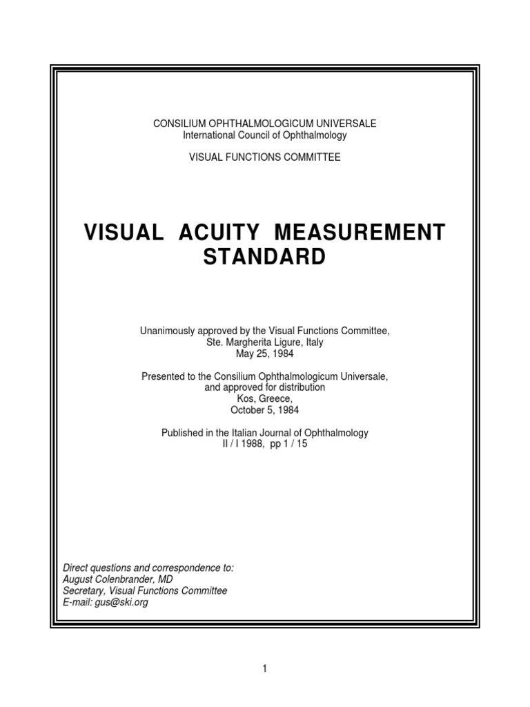 Visual Acuity Measurement Standard | PDF | Visual Acuity | Senses