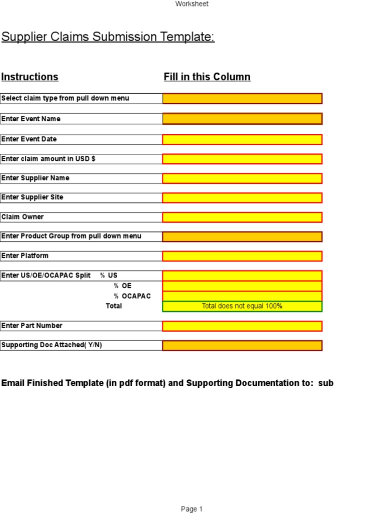 Supplier Claims Submission Template | PDF | Inventory | Computing