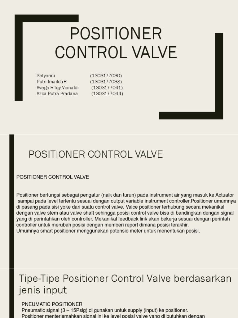 Tipe dan Fungsi Positioner Control Valve | PDF