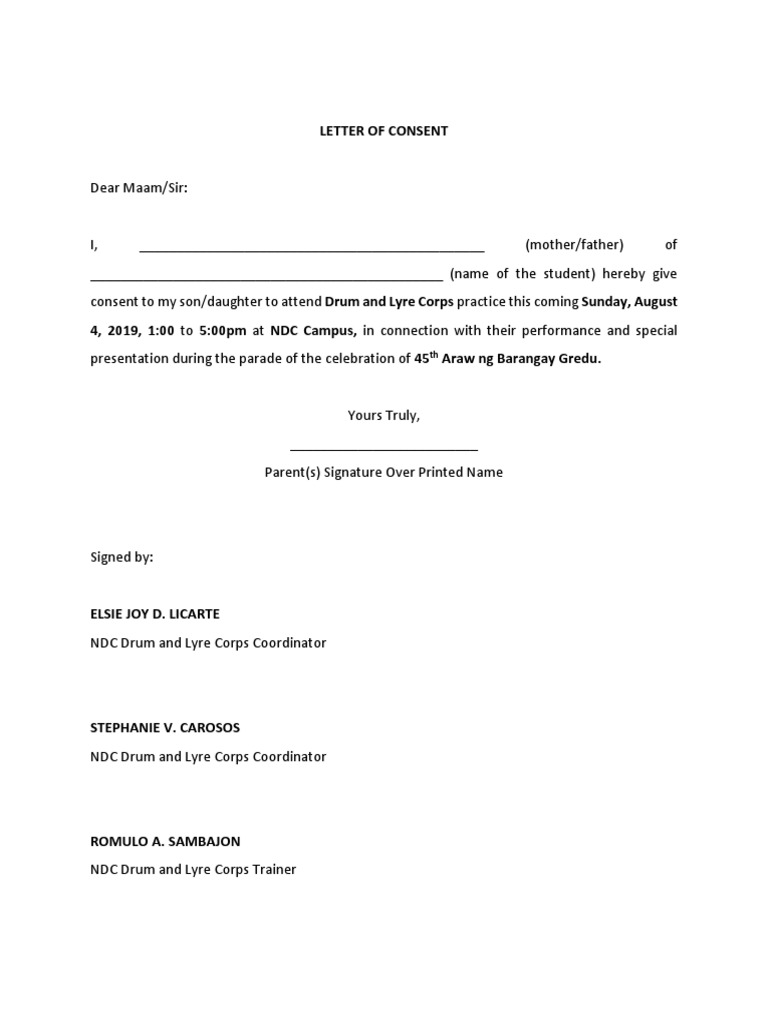 Letter of Consent | PDF