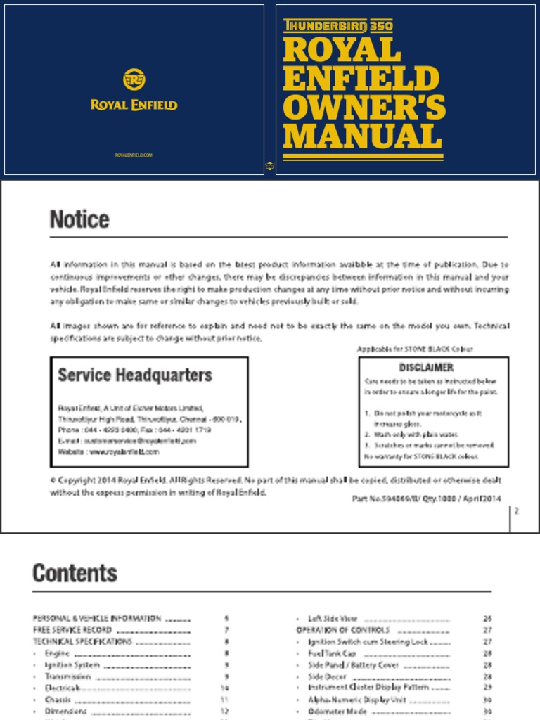 Royal Enfield Owners Manual Guide | PDF