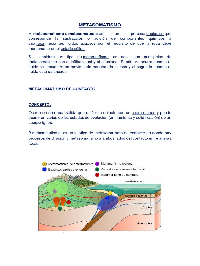 Metasomatismo y depósitos hidrotermales | PDF | Minerales | Roca (geología)