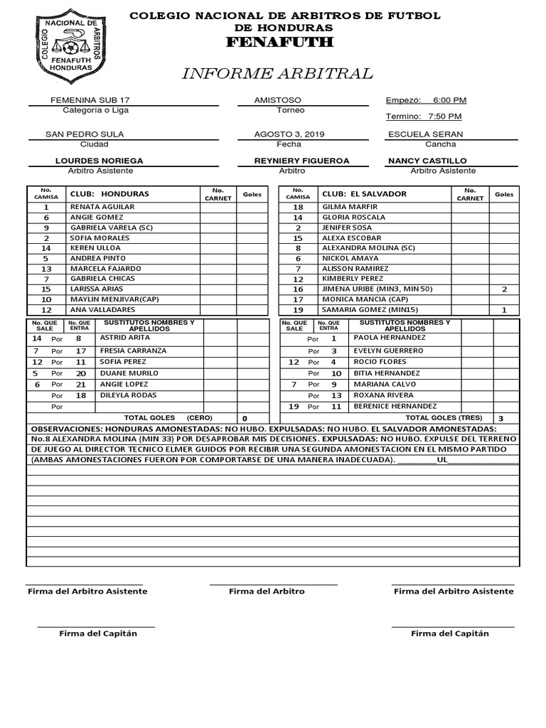 Informe Arbitral | PDF | Árbitro | Deportes