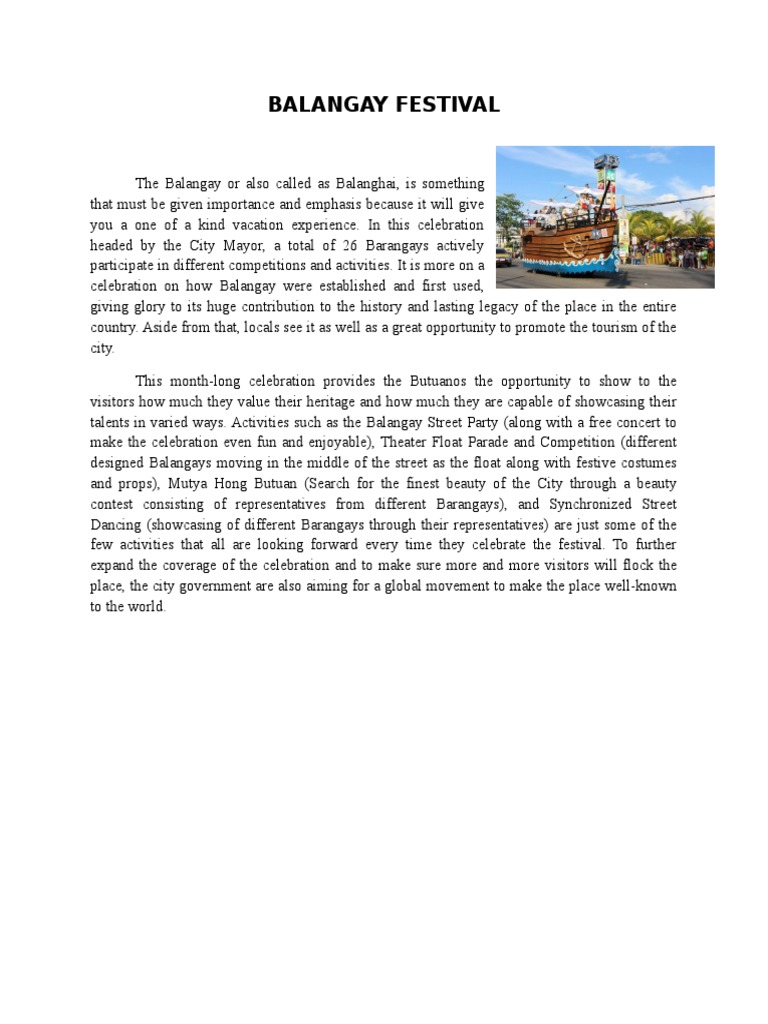 Balangay Festival of Butuan City | PDF | Entertainment Events | Philippines