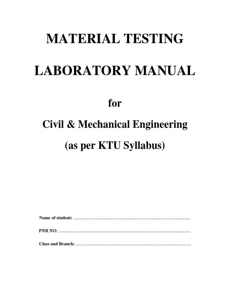 Laboratory Manual for Material Testing Experiments | PDF | Deformation ...