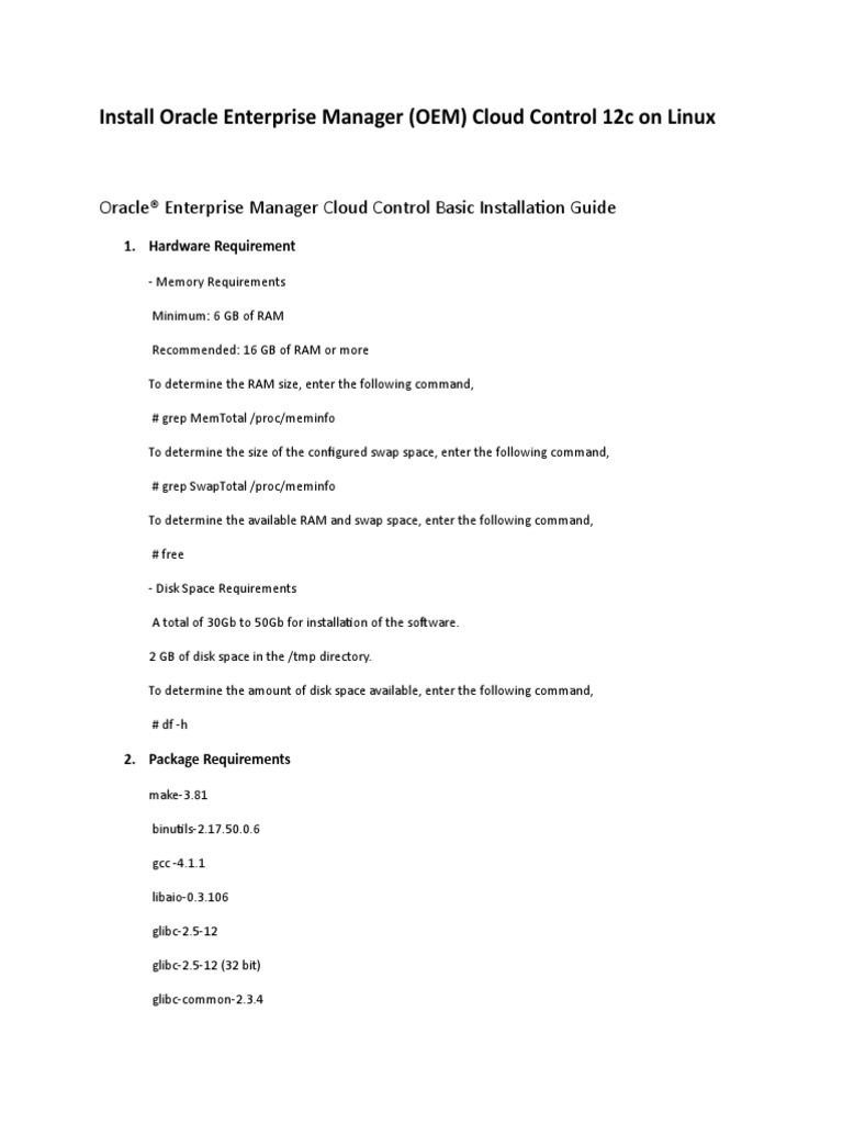 Install Oracle Enterprise Manager Pdf Oracle Database Operating System Technology