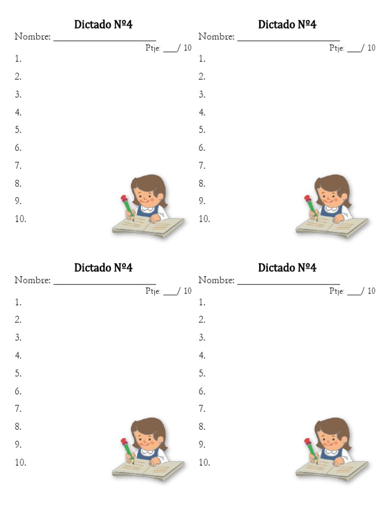 FORMATO DICTADO 3ero Básico | PDF