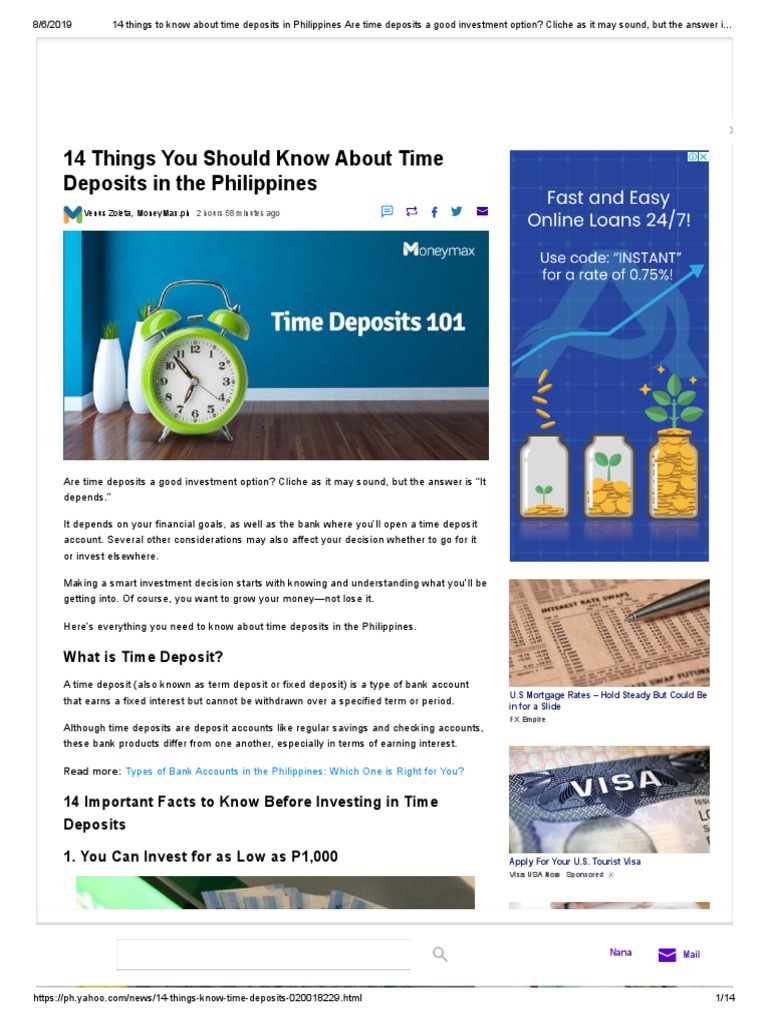 14 Things You Should Know About Time Deposits in The Philippines | PDF ...