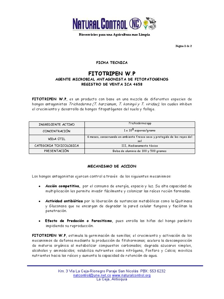 Ficha Tecnica Fitotripen | PDF | Hongo | Aluminio