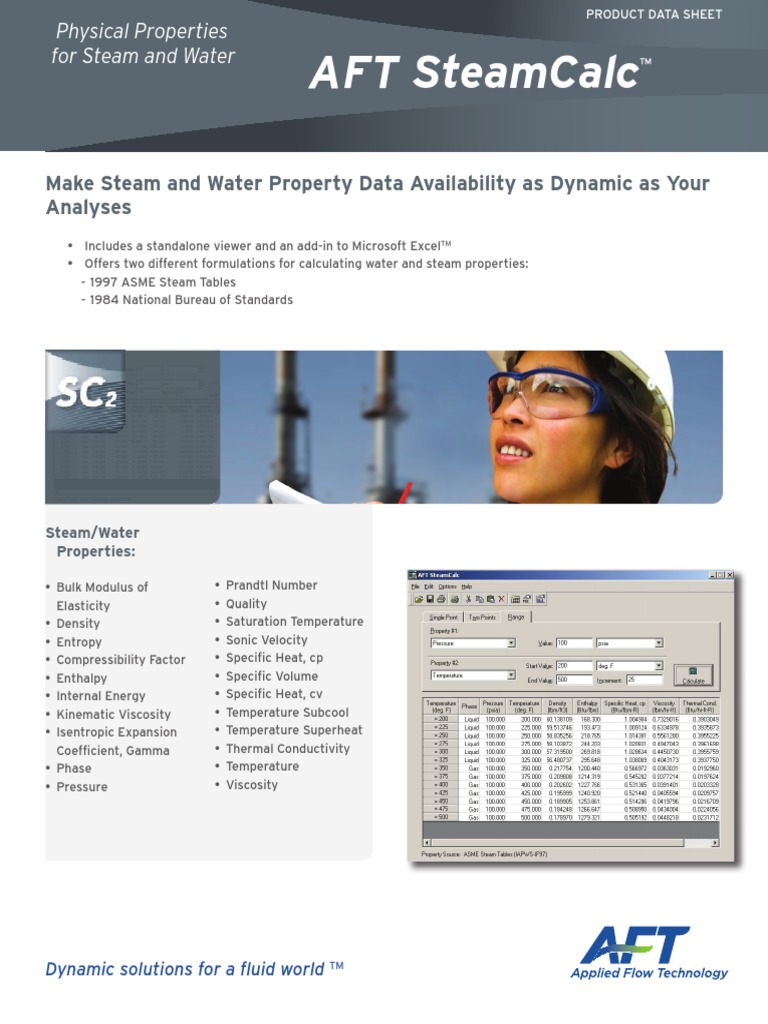 AFT Data Sheets SteamCalc | PDF | Microsoft Excel | Temperature