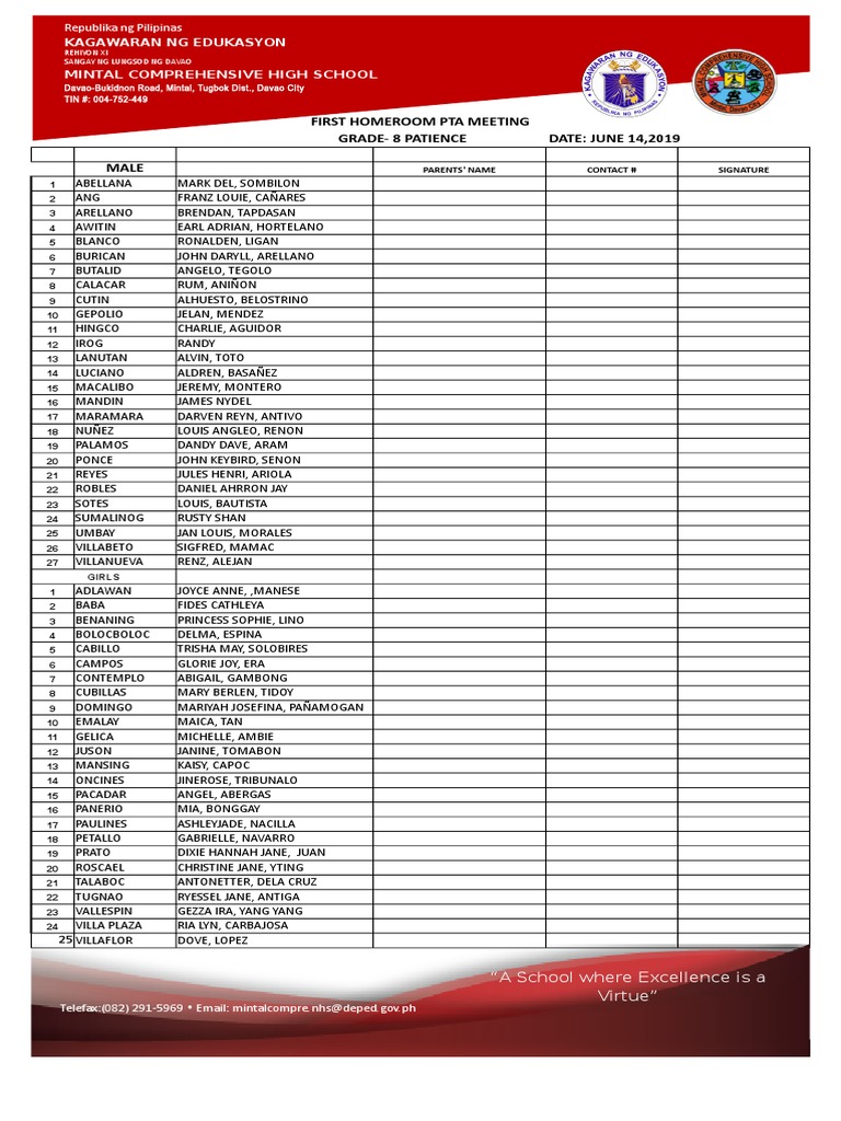 Attendance Sheets 2019 2020 | PDF