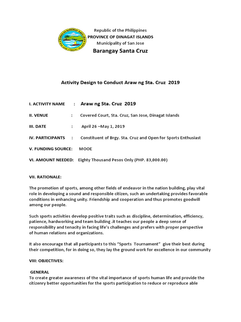 Activity Design To Conduct Sports Tournament | PDF | Sports | Psychology