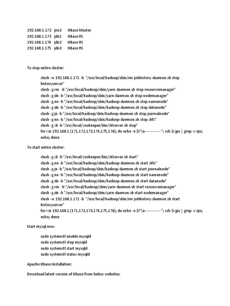 Apache Hbase Installation | PDF | Apache Hadoop | Distributed Computing Architecture