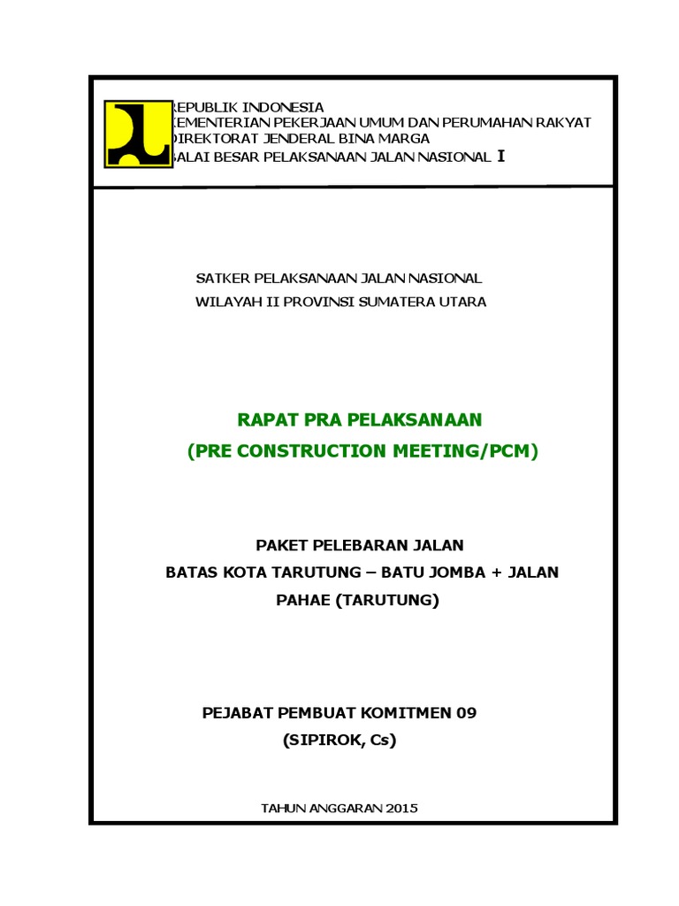 Rapat Pra Pelaksanaan (Pre Construction Meeting/Pcm) | PDF