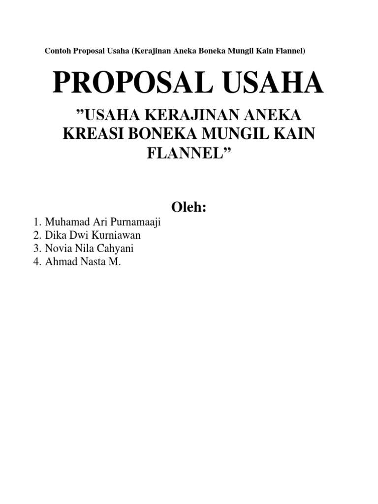 Proposal Usaha Kerajinan Boneka Flannel | PDF
