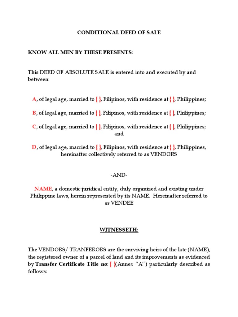 Conditional Deed of Sale | PDF | Deed | Real Property
