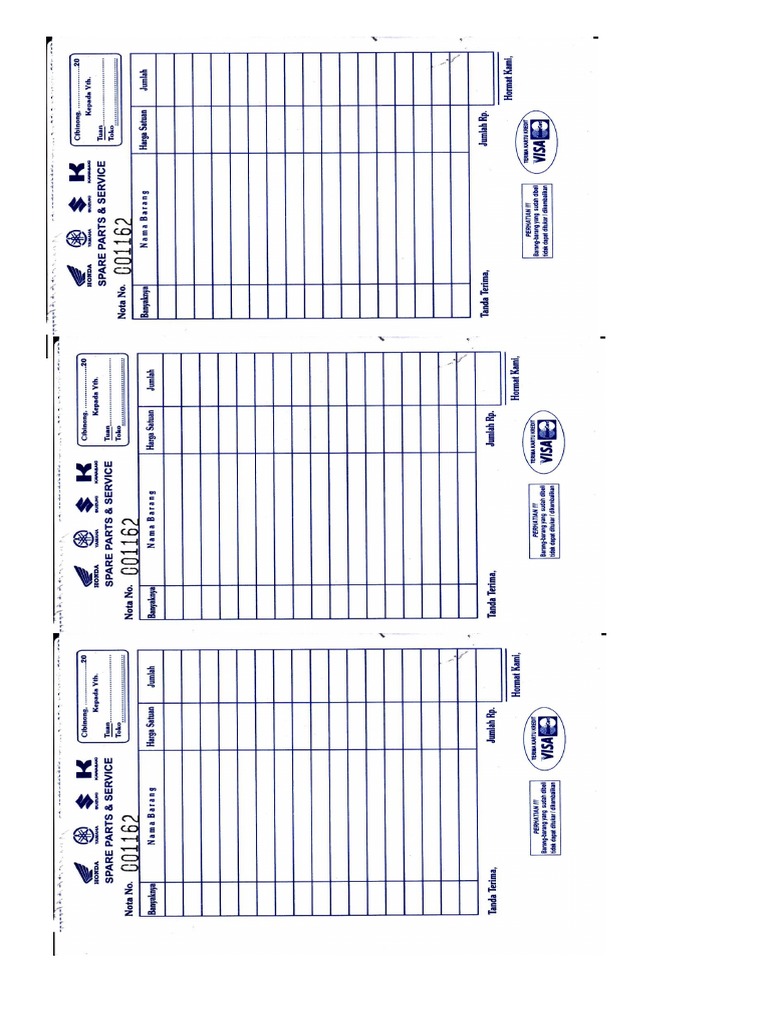 Nota Bengkel Motor | PDF