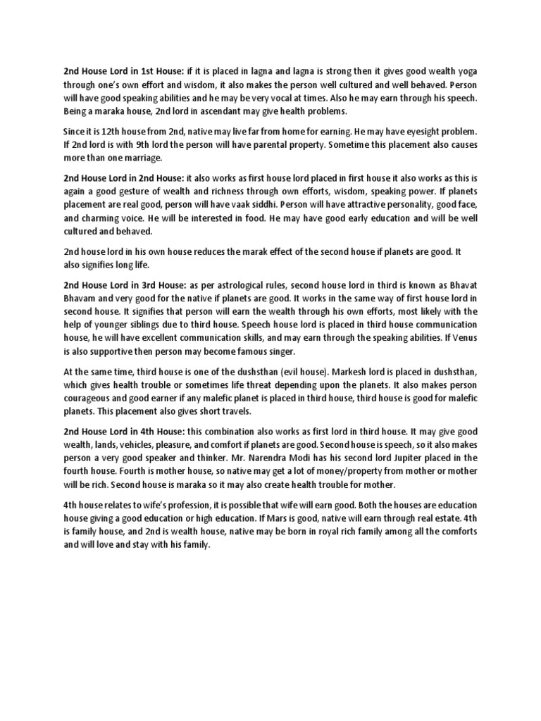 2nd House Lord in 1st House | PDF | Nature