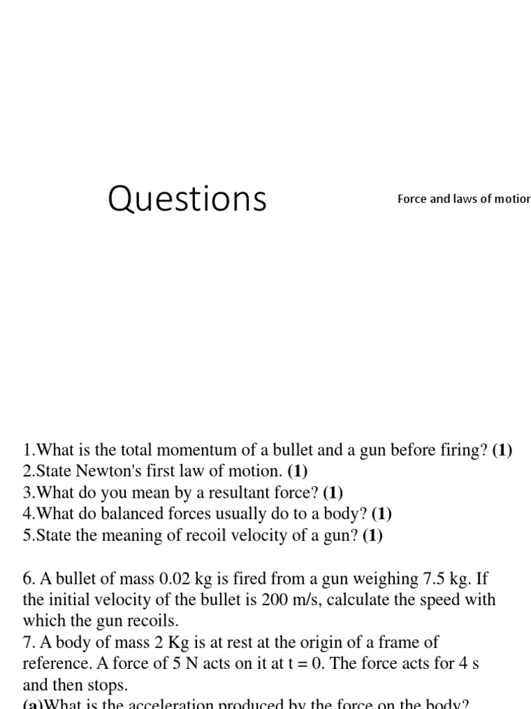 Force and Motion: Key Questions | PDF | Newton's Laws Of Motion | Force