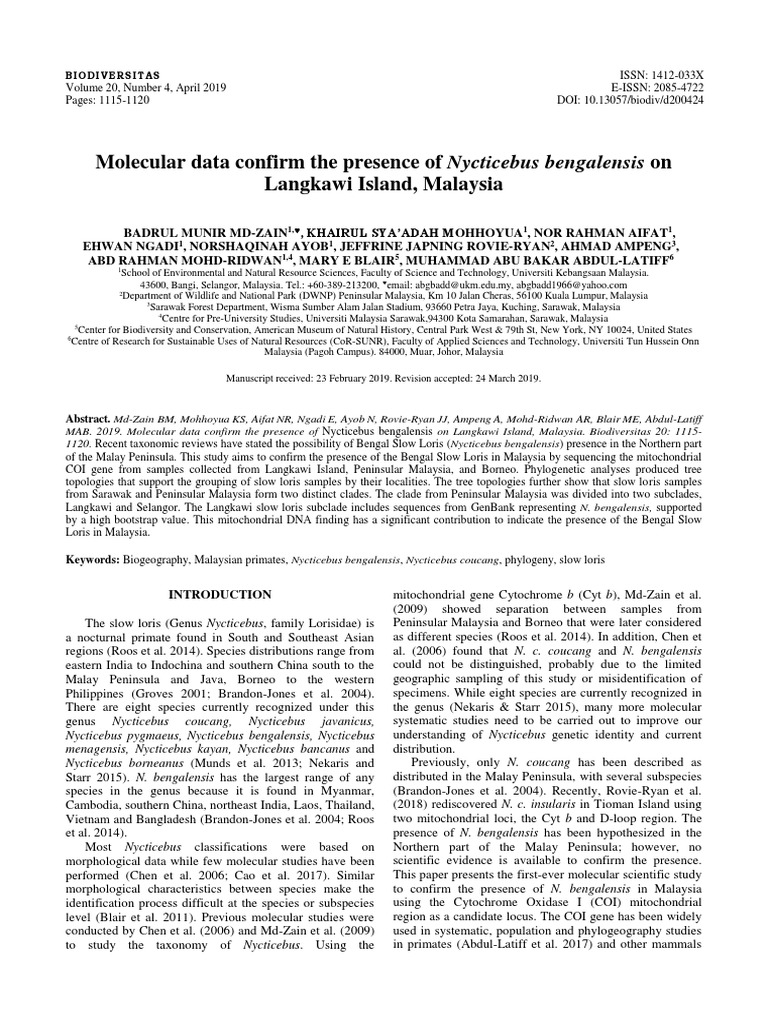 Molecular Data Confirm The Presence of N PDF | PDF | Molecular Phylogenetics | Polymerase Chain ...
