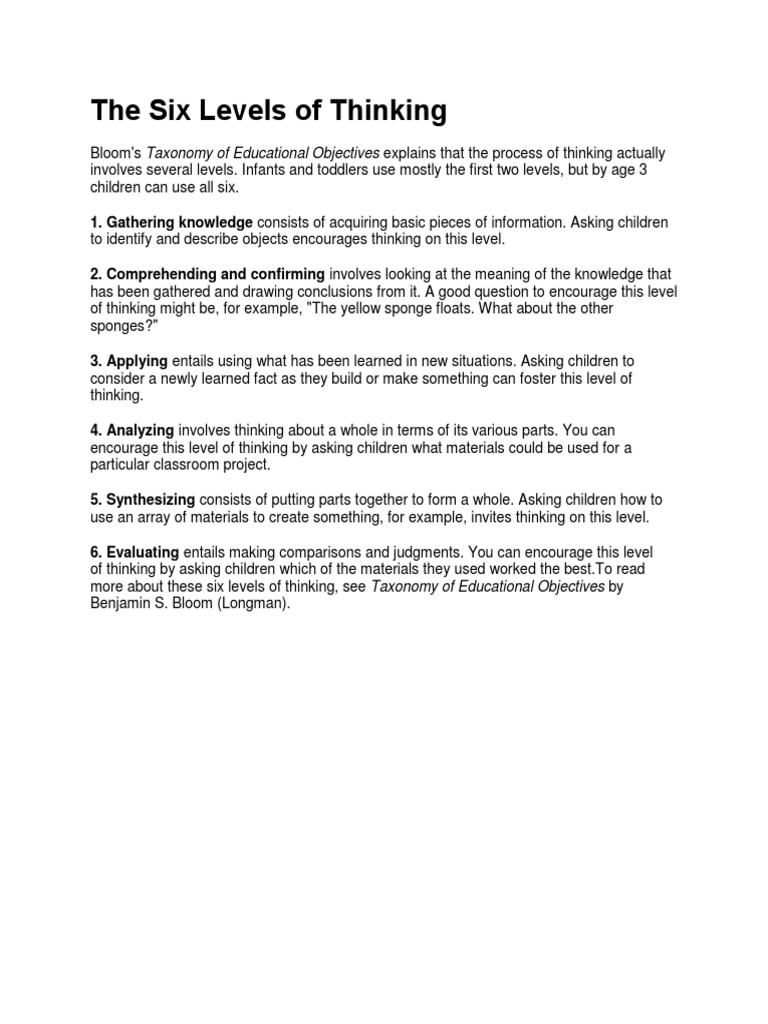 The 6 Level of Thinking | PDF