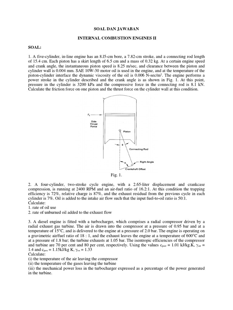 Soal Dan Jawaban Internalcombustionengines | PDF | Internal Combustion ...
