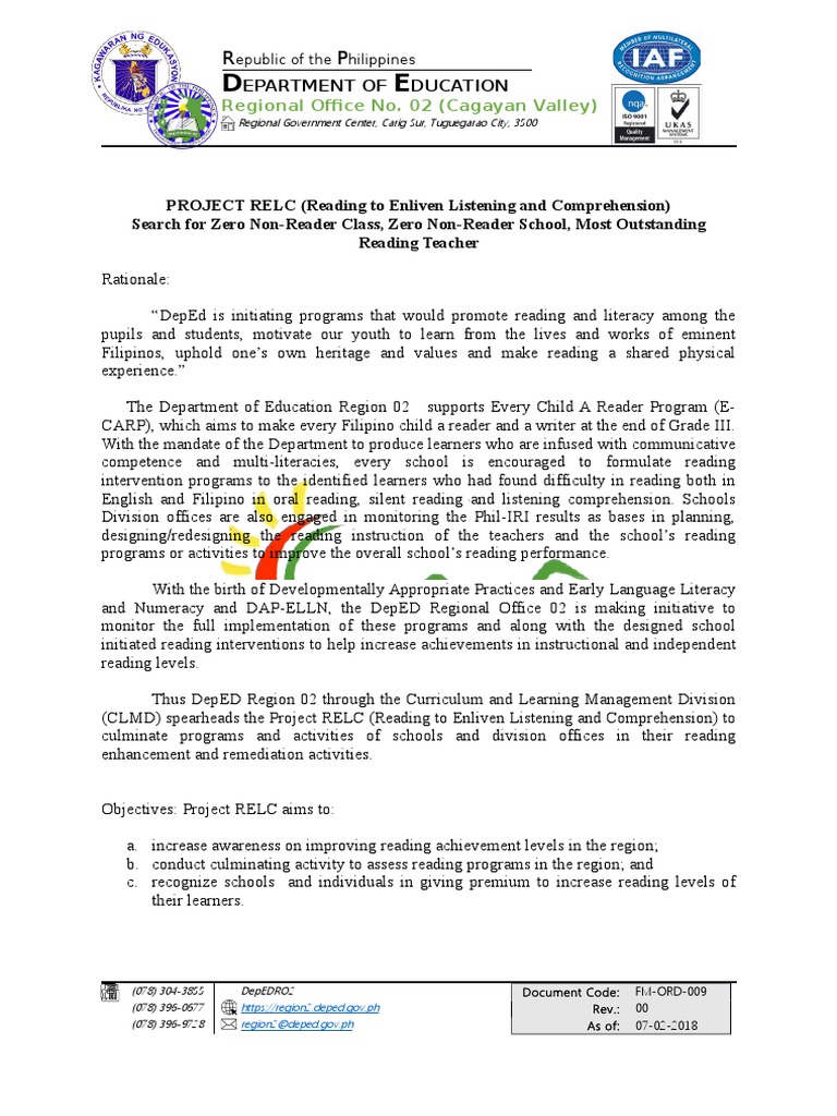 Project RELC: Enhancing Reading Skills | PDF | Literacy | Learning