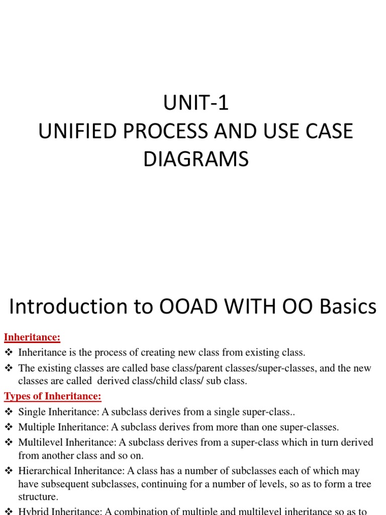 UNIT-1 Unified Process and Use Case Diagrams | PDF | Inheritance (Object Oriented Programming ...