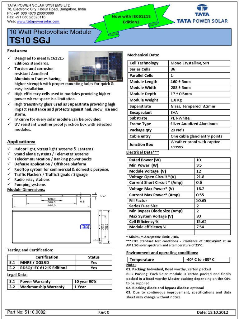 Tata BP | PDF | Solar Panel | Equipment