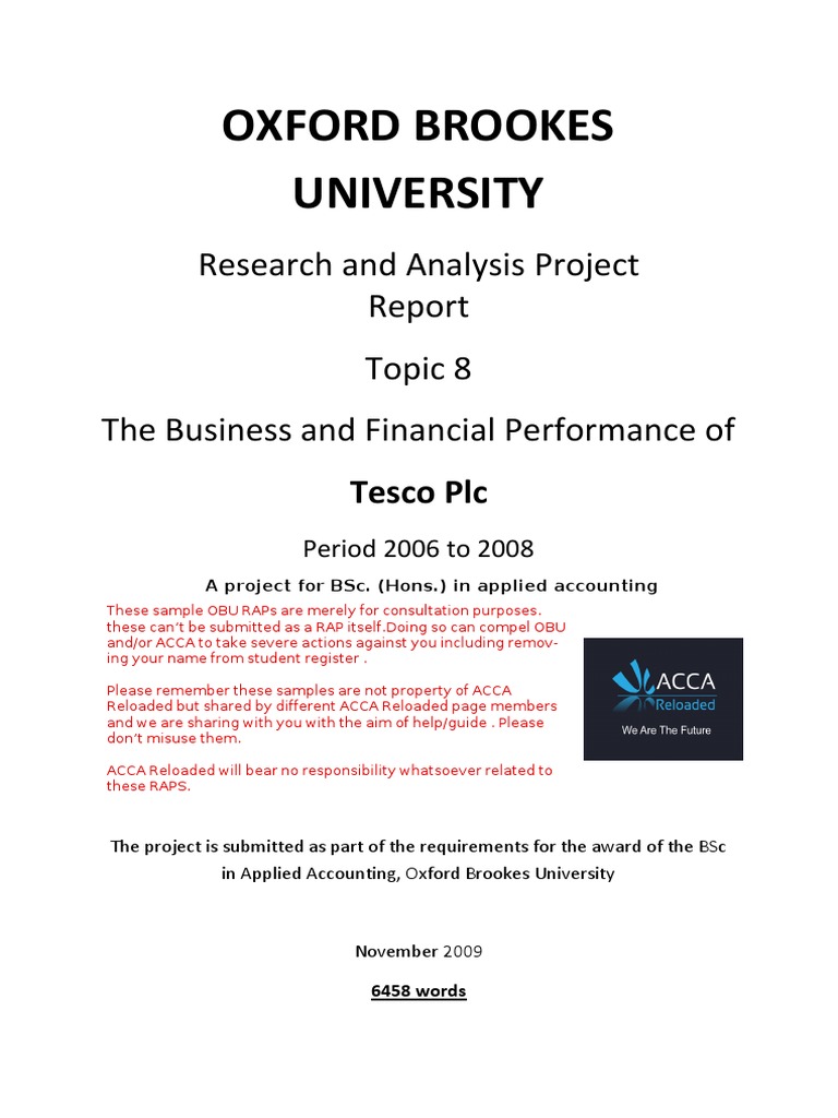Tesco Financial Analysis Rap 8 PDF | PDF | Tesco | Retail