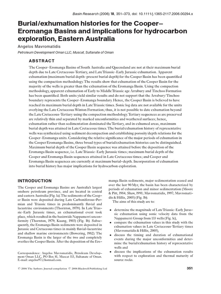 Burial Exhumation Histories For The Coop PDF | PDF | Porosity | Geology