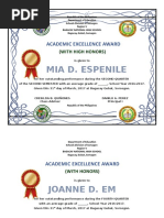 CERTIFICATES of Recognition - Early Birds | PDF