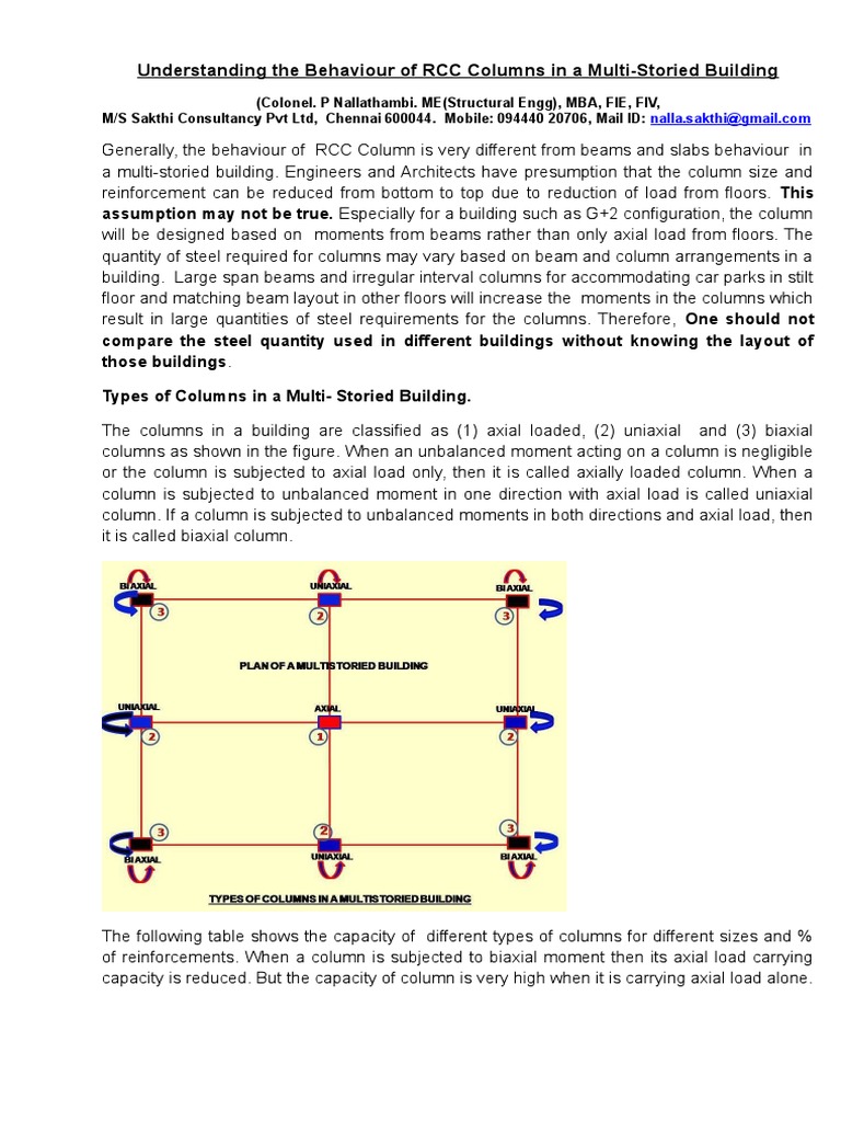 The Behaviour of RCC Column in A Multistorey Building 15.02.2015 | PDF ...