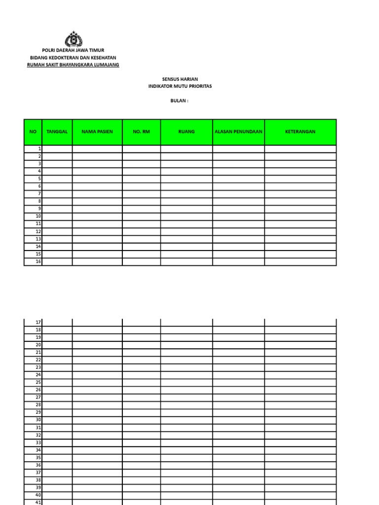 RS Bhayangkara Lumajang Daily Census | PDF