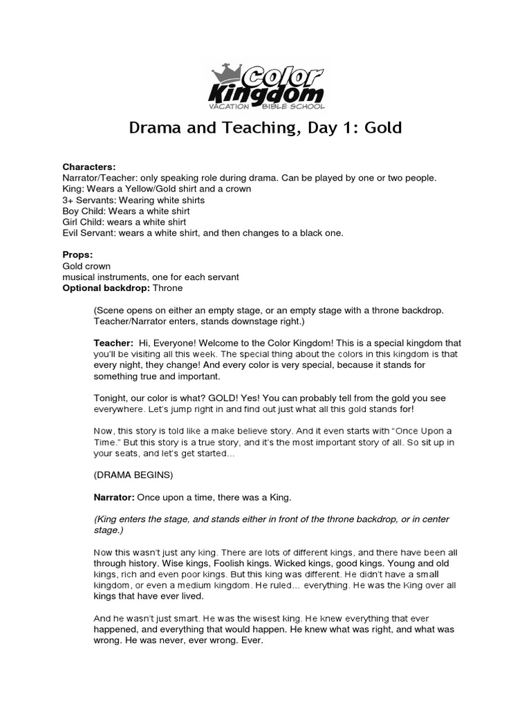 Drama and Teaching, Day 1 | PDF | Worship | Throne