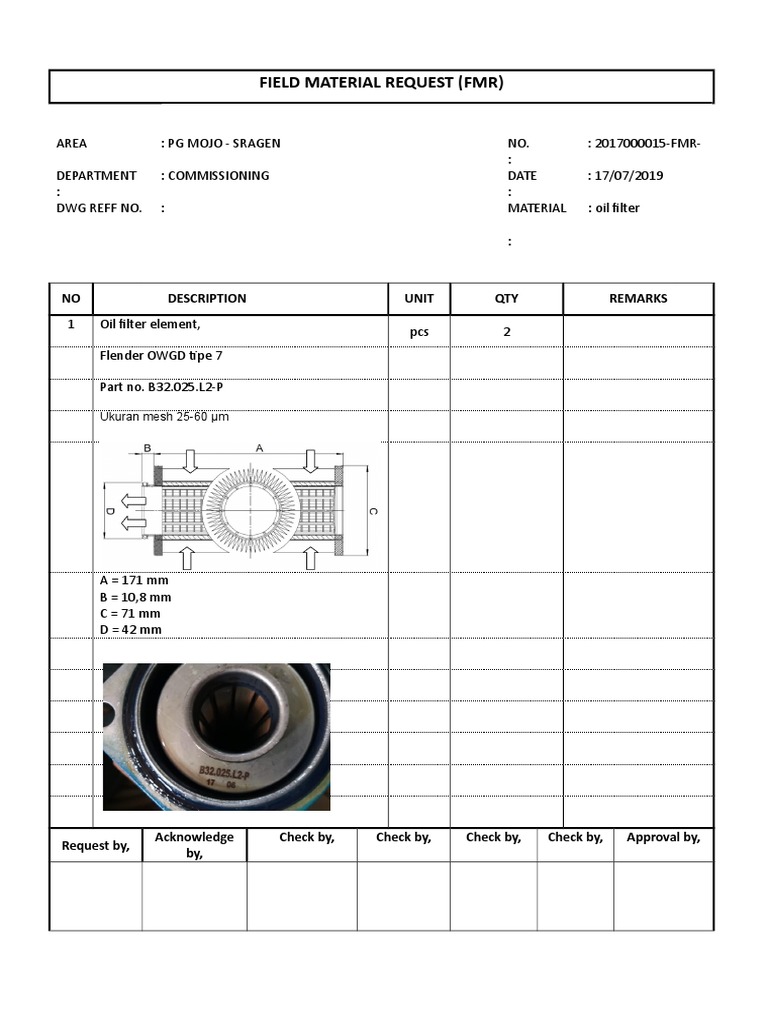 Field Material Request Fmr Pdf