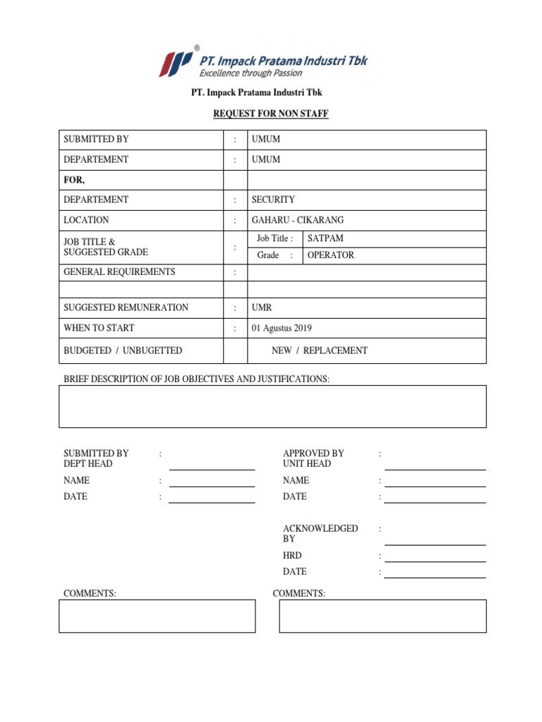 Form Request Form Non Staff | PDF