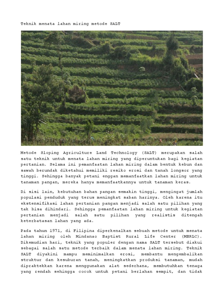 Teknik Menata Lahan Miring Metode SALT | PDF