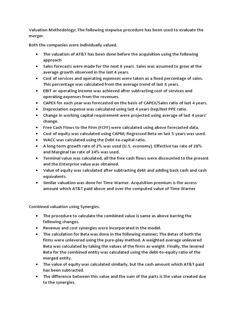 Valuation Methodology | PDF | Free Cash Flow | Valuation (Finance)
