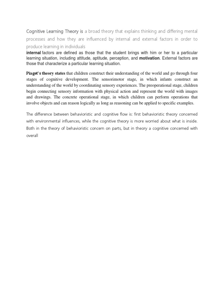 Piaget's Theory States That Children Construct Their Understanding of ...