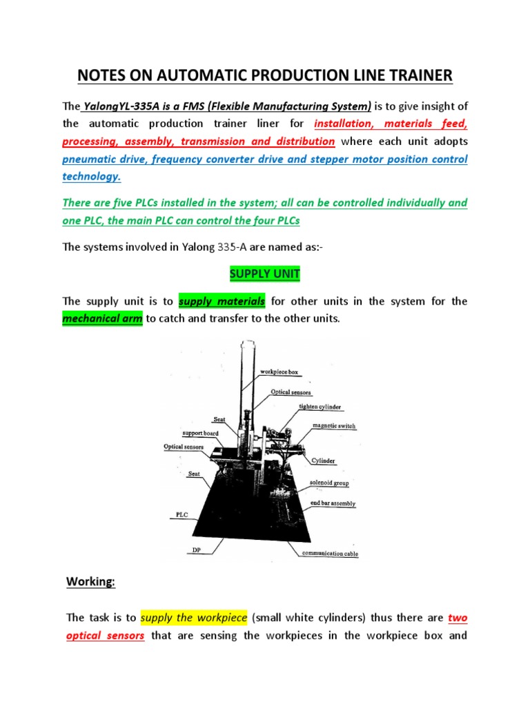 Notes On Automatic Production Line Trainer | PDF | Inductor ...